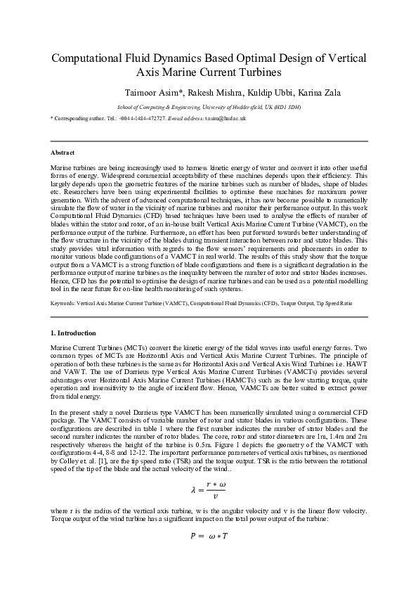 Pdf Computational Fluid Dynamics Based Optimal Design Of Vertical