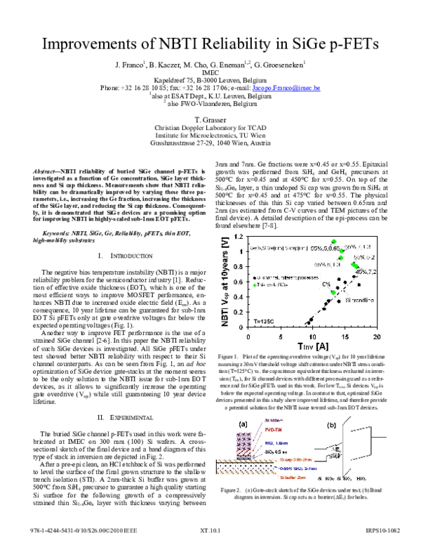 (PDF) Improvements of NBTI reliability in SiGe p-FETs