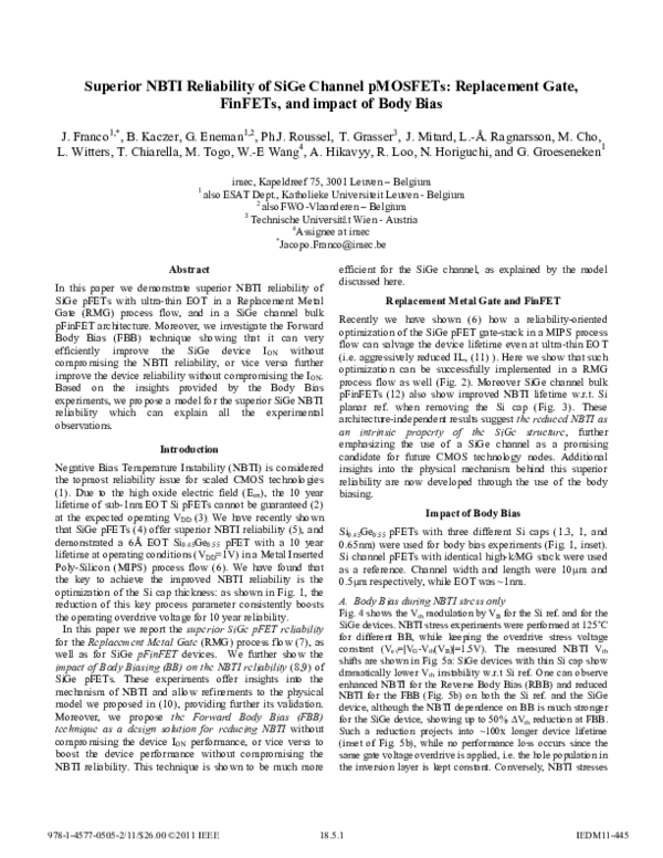 (PDF) Superior NBTI reliability of SiGe channel pMOSFETs: Replacement ...