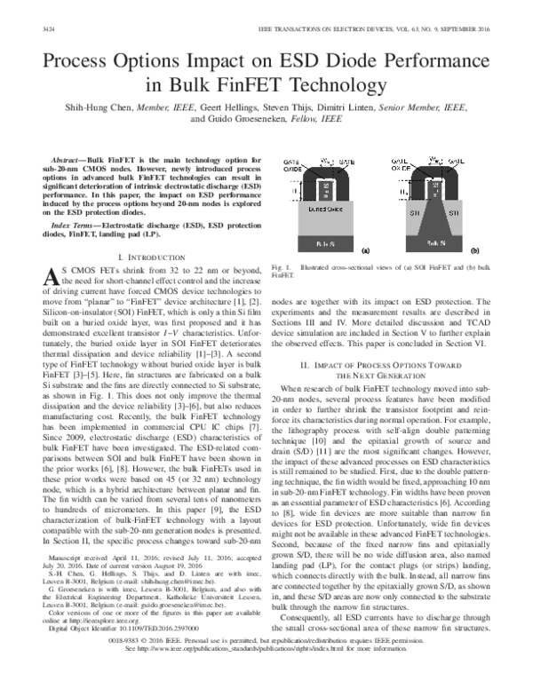 (PDF) Process Options Impact on ESD Diode Performance in Bulk FinFET ...