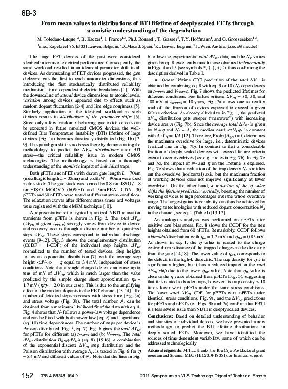 Pdf From Mean Values To Distributions Of Bti Lifetime Of Deeply