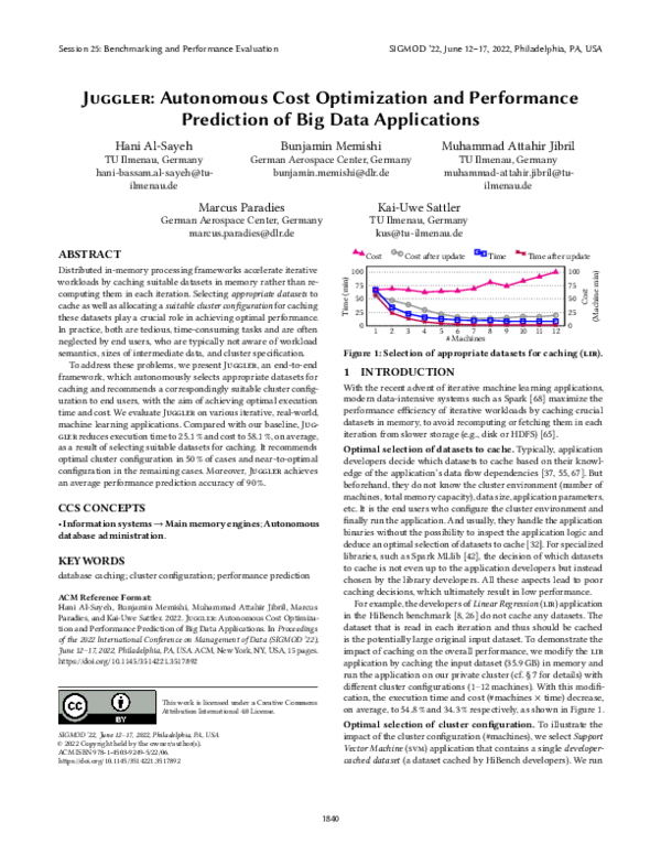 (PDF) Juggler: Autonomous Cost Optimization and Performance Prediction of Big Data Applications