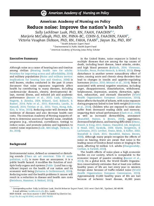 (PDF) Reduce noise: Improve the nation's health | Marjorie McCullagh ... (PDF) Reduce noise: Improve the nation's health | Marjorie McCullagh ...