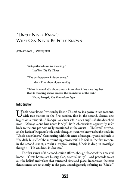 (PDF) “Uncle Never Knew”; What Can Never Be Fully Known