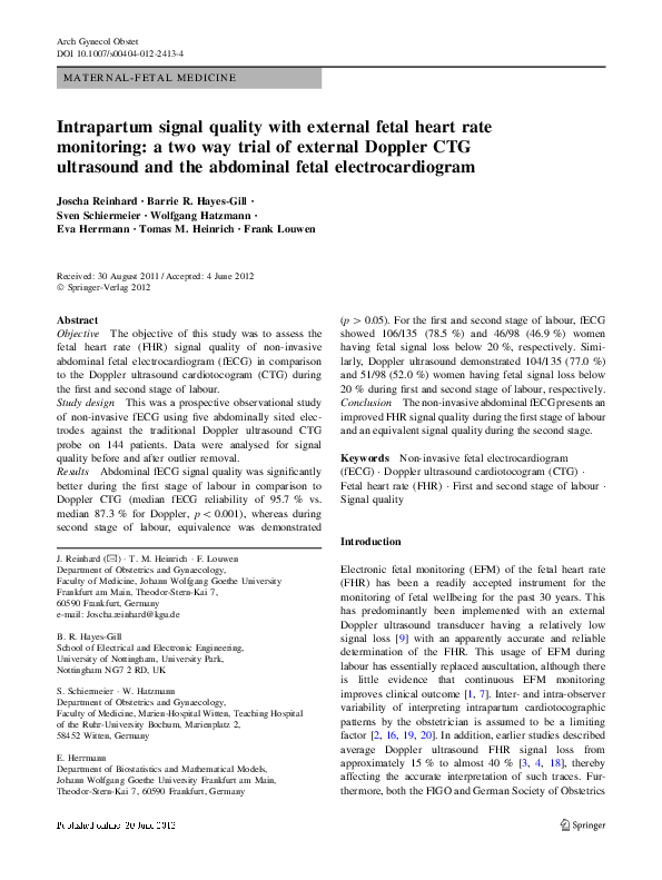 (PDF) Intrapartum signal quality with external fetal heart rate ...
