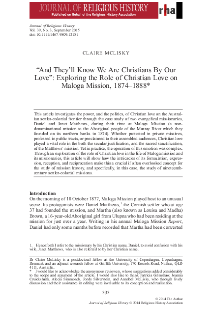 (PDF) “And They'll Know We Are Christians By Our Love”: Exploring the ...