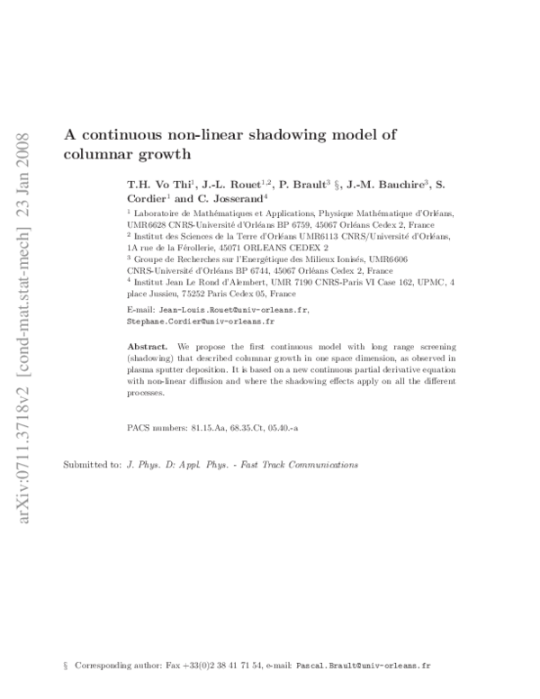(PDF) A continuous non-linear shadowing model of columnar growth