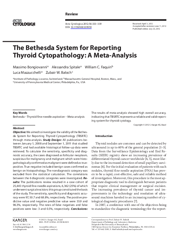 (PDF) The Bethesda System for Reporting Thyroid Cytopathology: A Meta ...