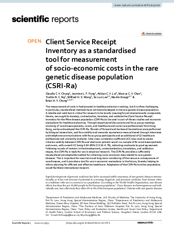 (PDF) Client Service Receipt Inventory as a standardised tool for ...