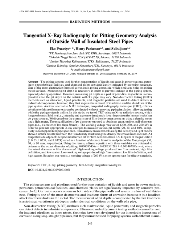 (PDF) Tangential X-Ray Radiography for Pitting Geometry Analysis of ...