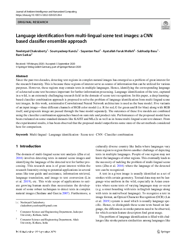 Pdf Language Identification From Multi Lingual Scene Text Images A Cnn Based Classifier