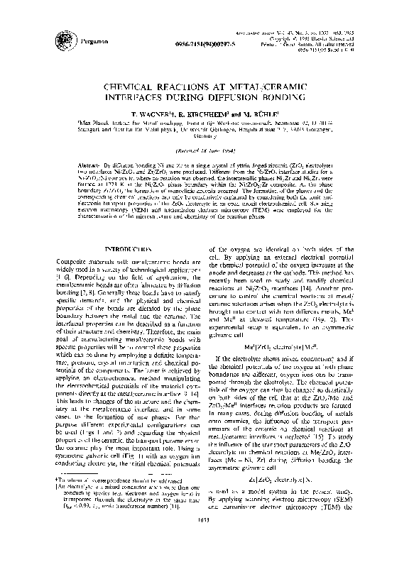 (PDF) Chemical reactions at metal/ceramic interfaces during diffusion ...