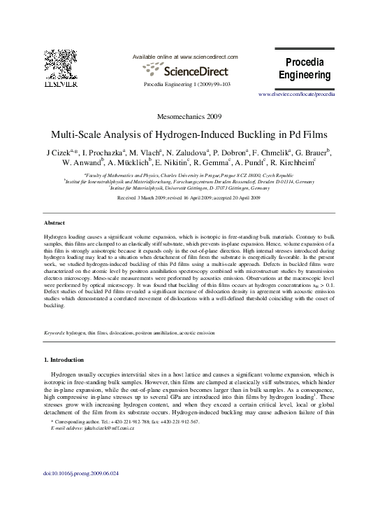 (PDF) Multi-scale analysis of hydrogen-induced buckling in Pd films