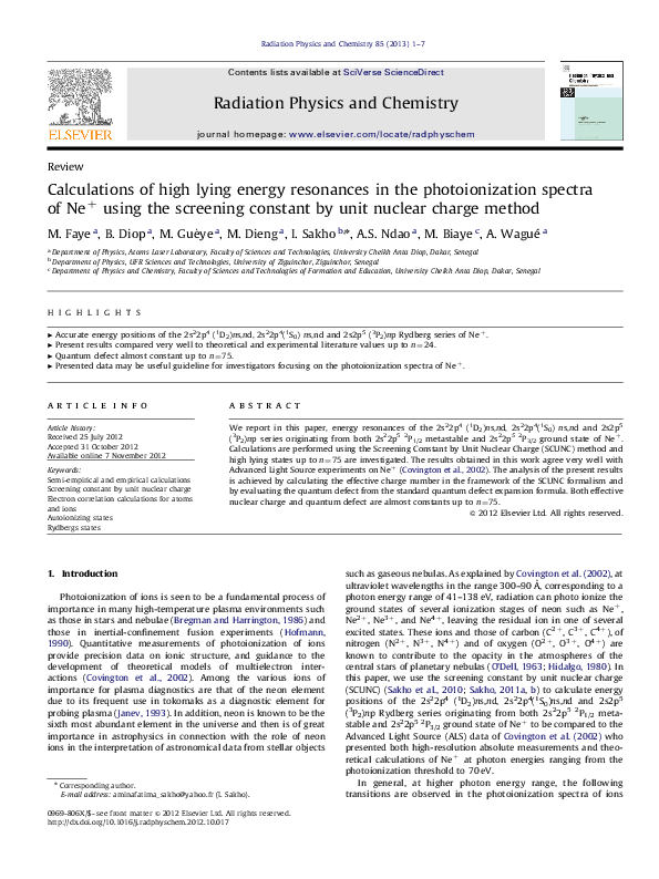 (PDF) Calculations of high lying energy resonances in the ...