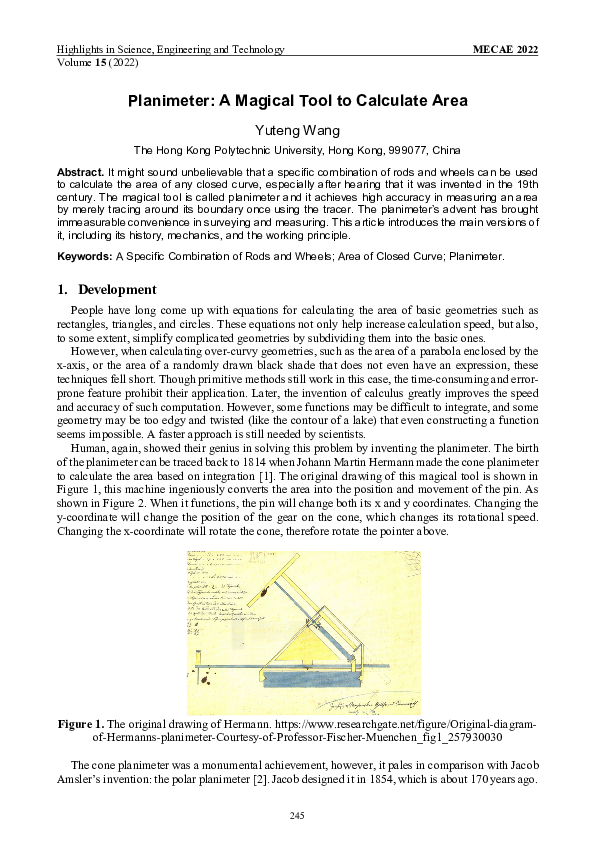 (PDF) Planimeter: A Magical Tool to Calculate Area