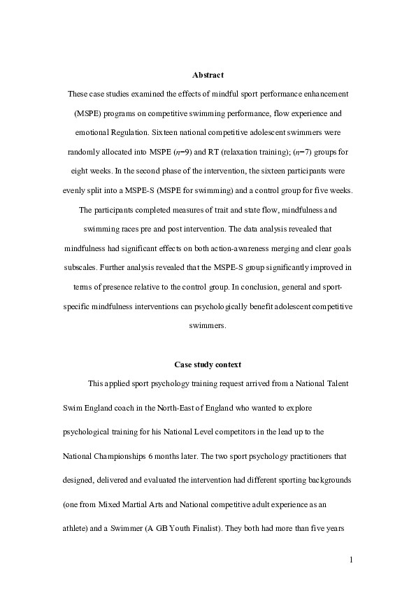 (PDF) The Effects of Applied and Sport-Specific Mindful Sport Performance Enhancement Training ...