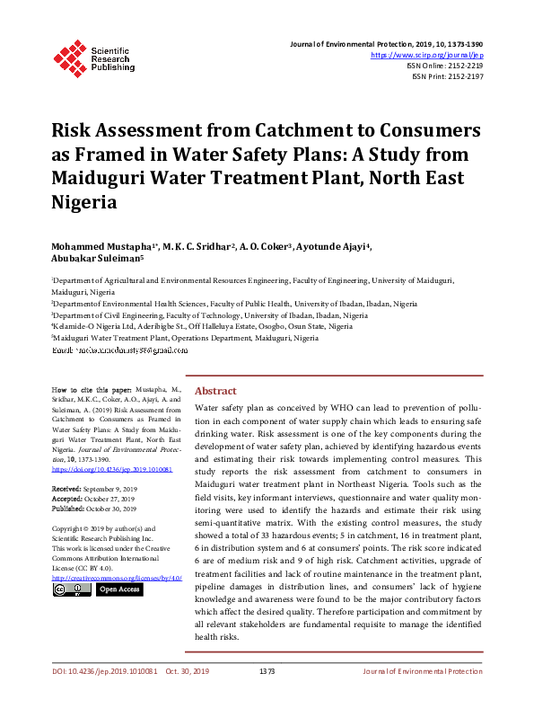 (PDF) Risk Assessment from Catchment to Consumers as Framed in Water ...