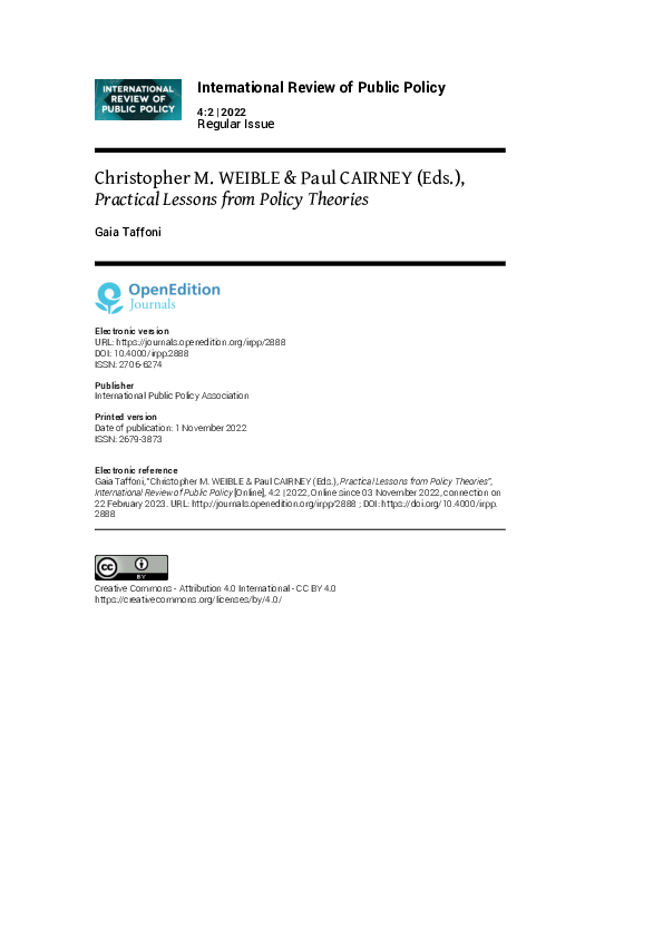 (PDF) Christopher M. WEIBLE & Paul CAIRNEY (Eds.), Practical Lessons ...