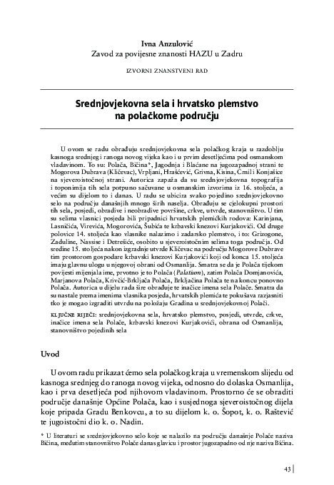 (PDF) Srednjovjekovna sela i hrvatsko plemstvo na polačkome području