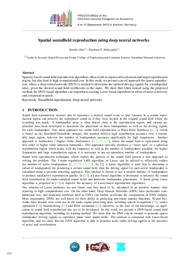 Pdf Spatial Sound Field Reproduction Using Deep Neural Networks