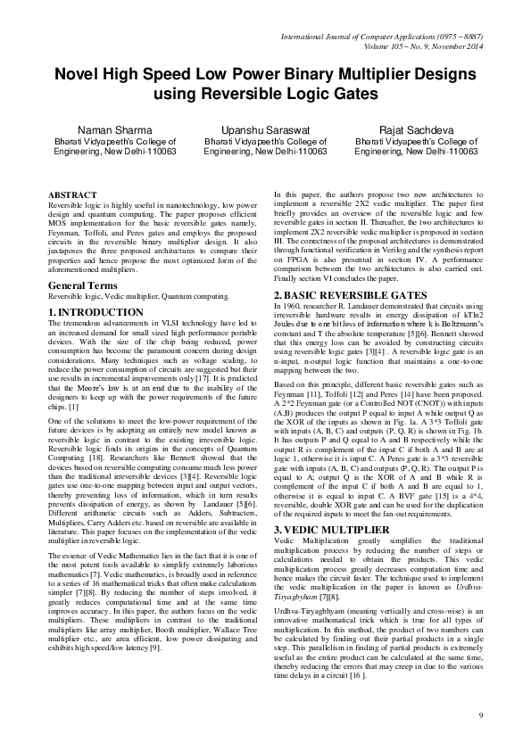 (PDF) Novel High Speed Low Power Binary Multiplier Designs using ...