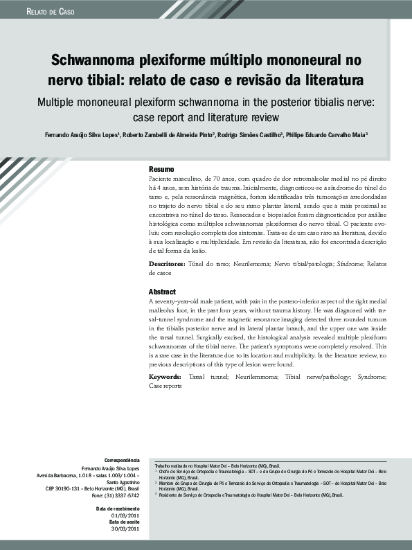 (PDF) Schwannoma plexiforme múltiplo mononeural no nervo tibial: relato ...