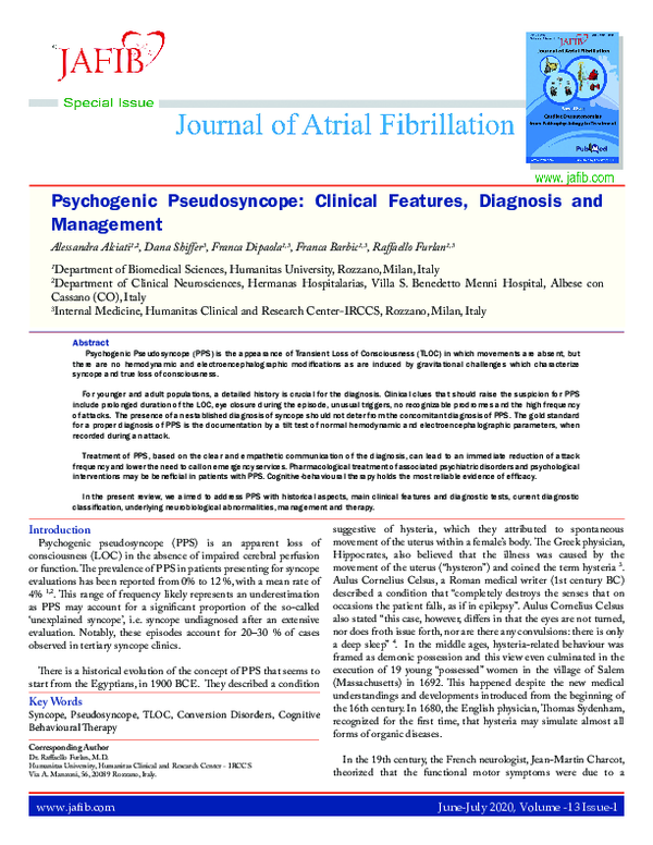 (PDF) Psychogenic Pseudosyncope: Clinical Features, Diagnosis and ...