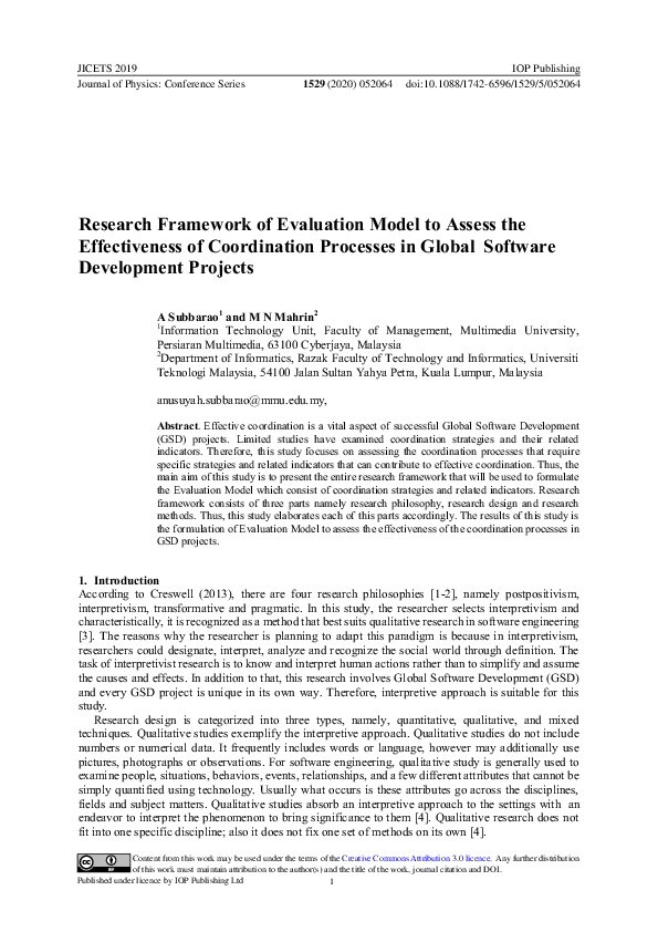 (PDF) Research Framework of Evaluation Model to Assess the Effectiveness of Coordination ...