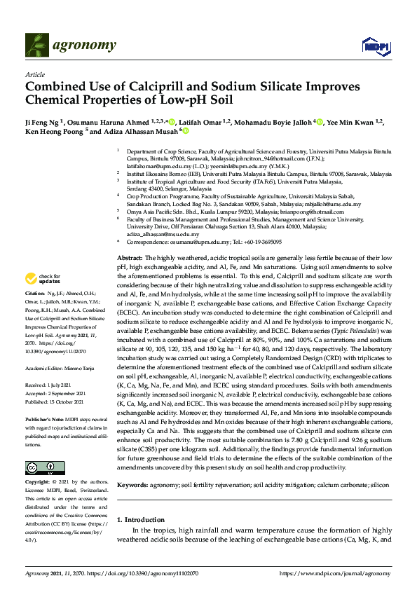 (PDF) Combined Use of Calciprill and Sodium Silicate Improves Chemical ...