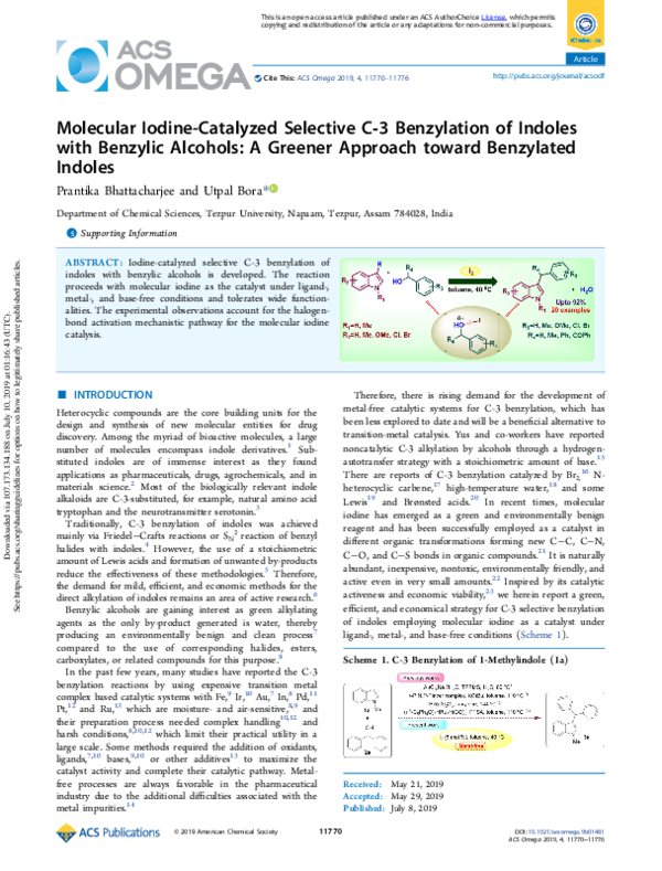 (PDF) Molecular Iodine-Catalyzed Selective C-3 Benzylation of Indoles ...