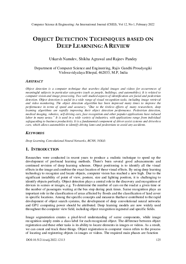 Pdf Object Detection Techniques Based On Deep Learning A Review 0014