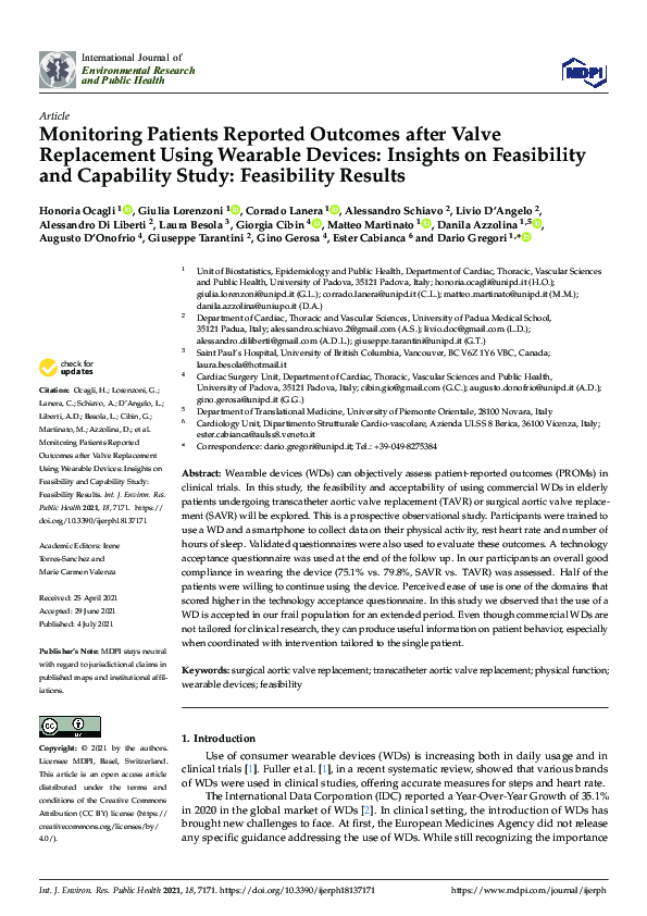 (PDF) Monitoring Patients Reported Outcomes after Valve Replacement Using Wearable Devices ...