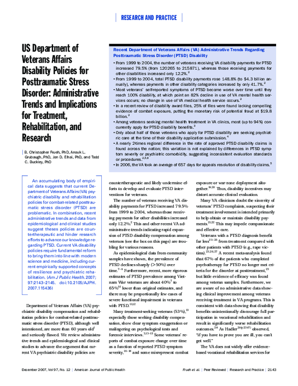 (PDF) US Department of Veterans Affairs Disability Policies for ...
