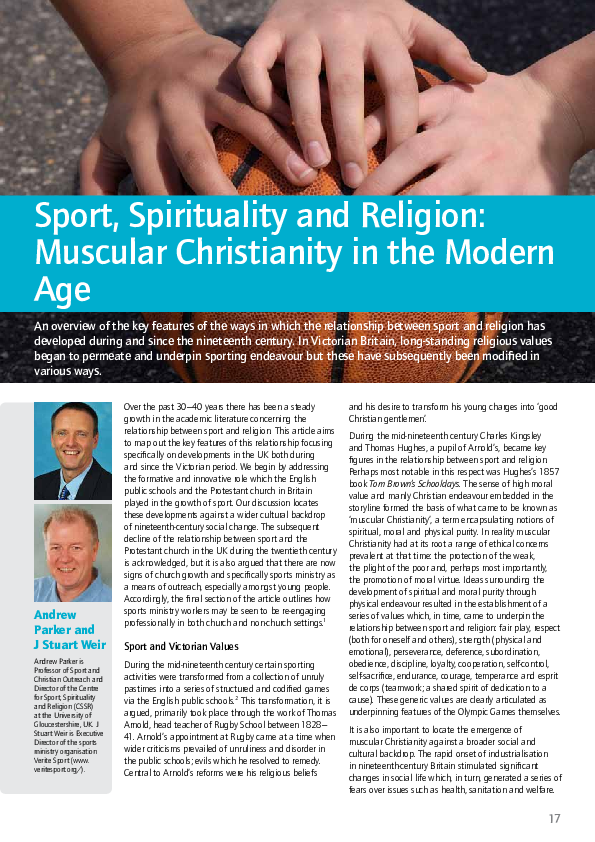 (PDF) Sport, Spirituality and Religion: Muscular Christianity in the ...