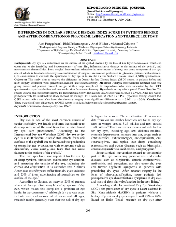 (PDF) Differences in Ocular Surface Disease Index Score in Patients ...