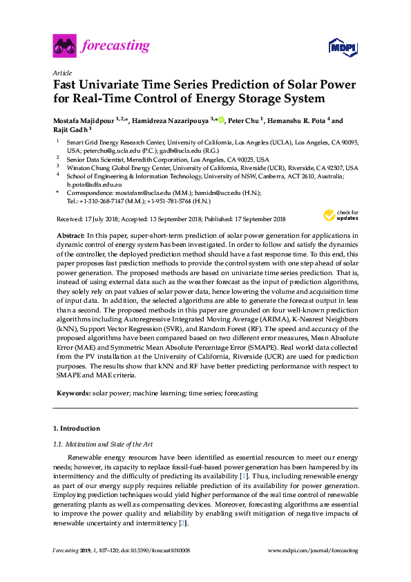 (PDF) Fast Univariate Time Series Prediction of Solar Power for Real-Time Control of Energy ...