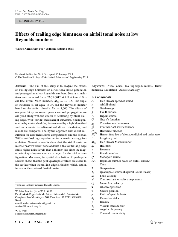 (PDF) Impact of Blunt Trailing Edges on Airfoil Noise