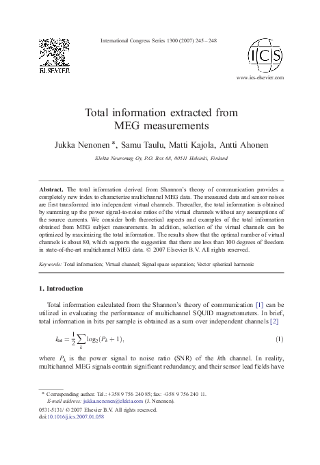 (PDF) Total information extracted from MEG measurements