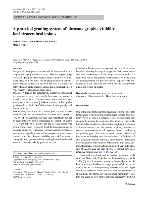 (PDF) A practical grading system of ultrasonographic visibility for ...