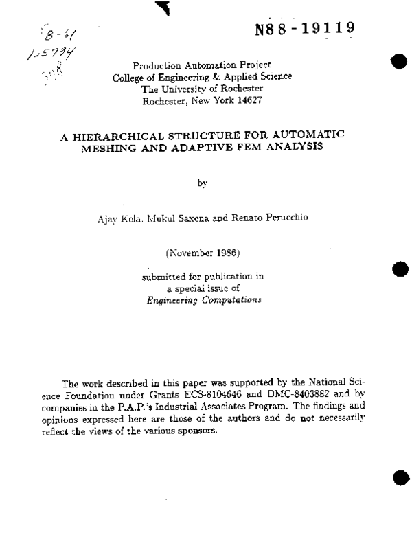 (PDF) A hierarchical structure for automatic meshing and adaptive FEM analysis