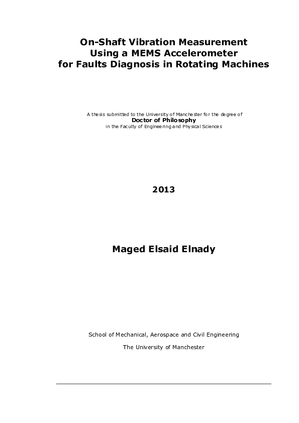 Pdf On Shaft Vibration Measurement Using A Mems Accelerometer For Faults Diagnosis In Rotating