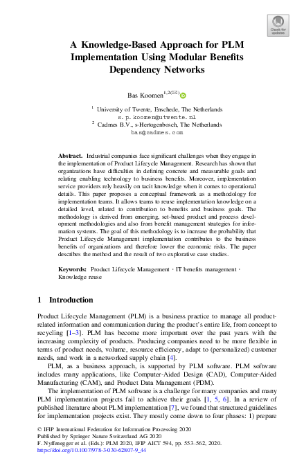 (PDF) A Knowledge-Based Approach for PLM Implementation Using Modular ...