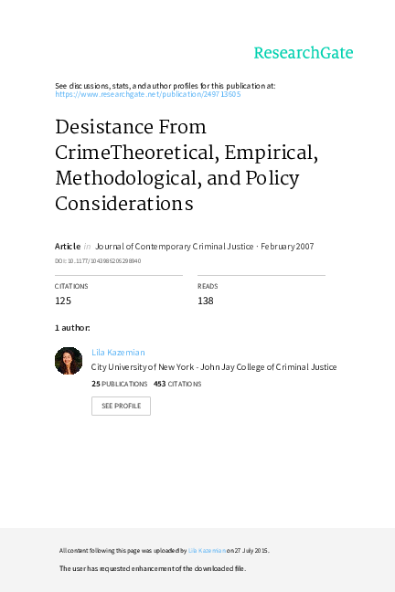 (PDF) Desistance From Crime