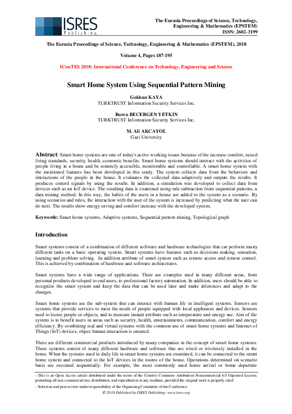 Pdf Smart Home System Using Sequential Pattern Mining