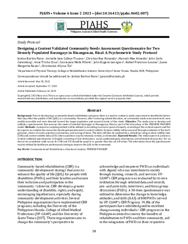 (PDF) Designing a Content Validated Community Needs Assessment ...
