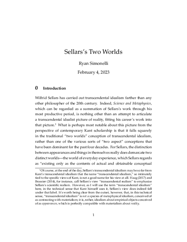 (PDF) Sellars's Two Worlds