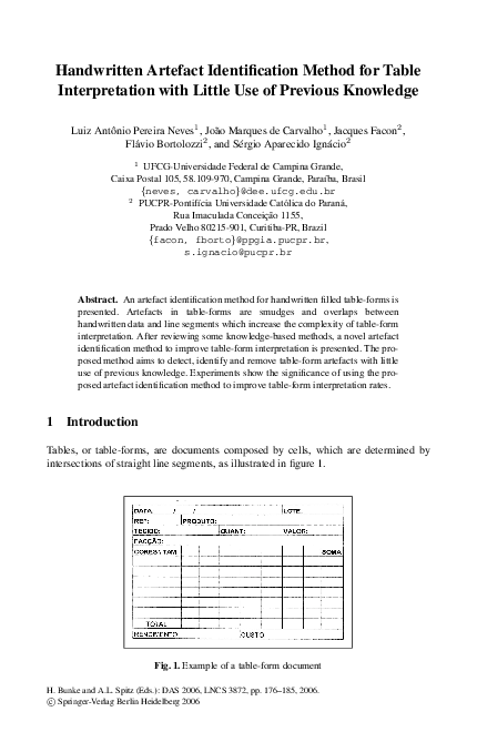 (PDF) Handwritten Artefact Identification Method for Table ...