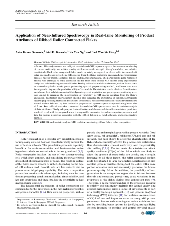 (PDF) Application of Near-Infrared Spectroscopy in Real-Time Monitoring ...