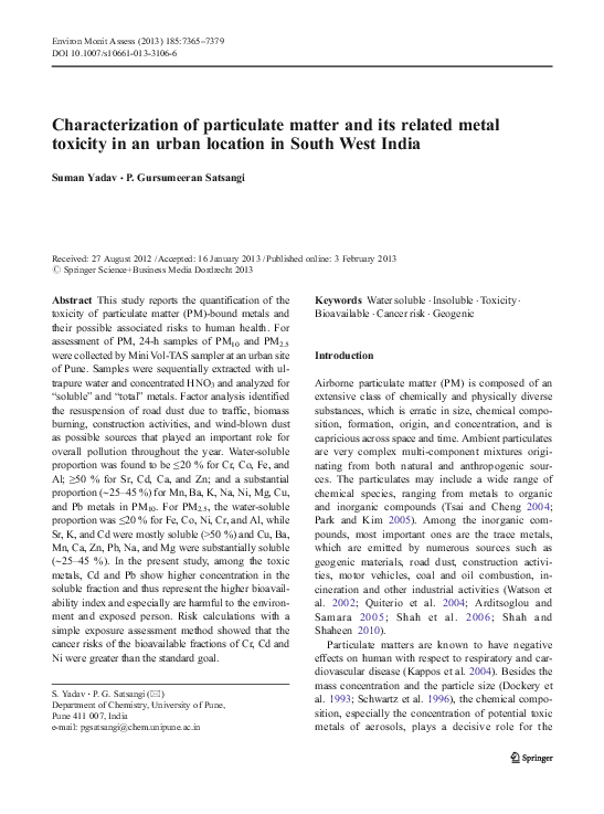 (PDF) Characterization of particulate matter and its related metal ...