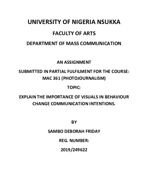 (DOC) UNIVERSITY OF NIGERIA NSUKKA